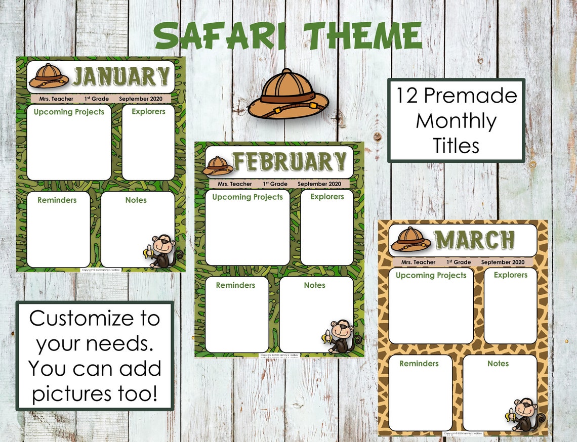 Digital and Printable Classroom Newsletters in Jungle Safari, Editable ...
