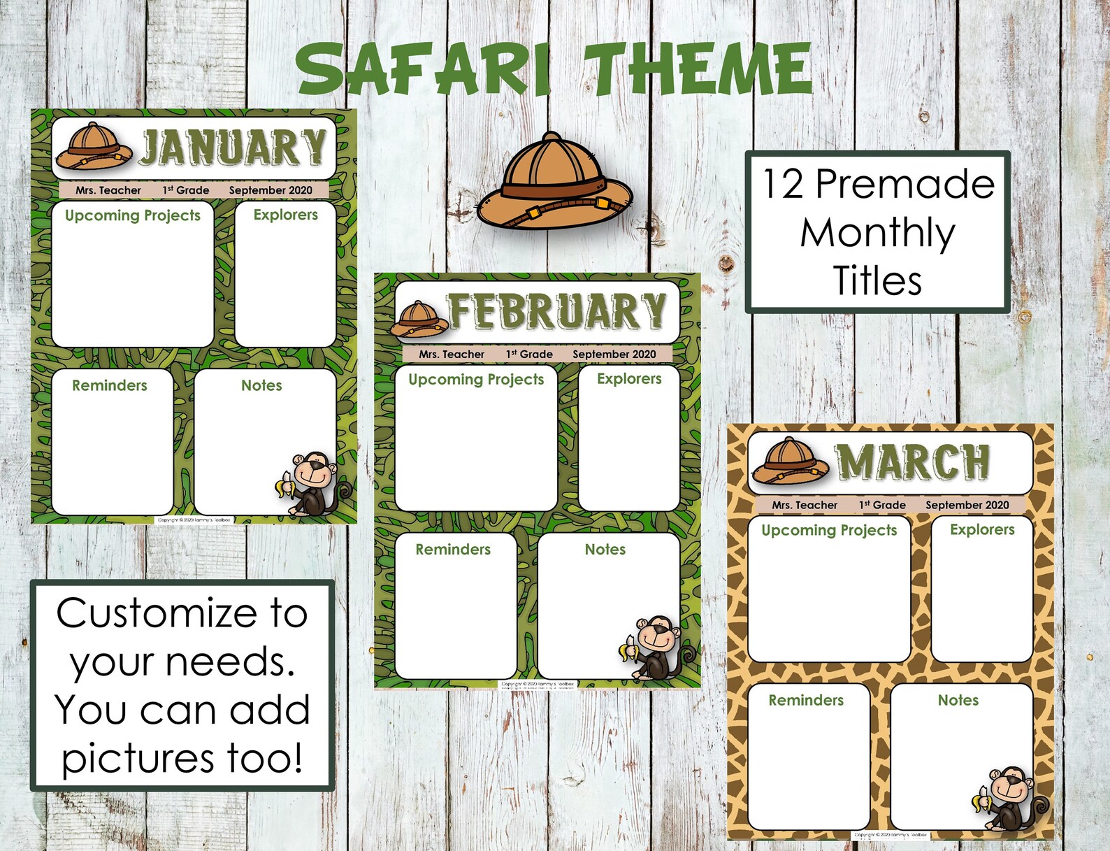 Digital and Printable Classroom Newsletters in Jungle Safari, Editable ...