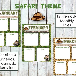 Digital and Printable Classroom Newsletters in Jungle Safari, Editable ...