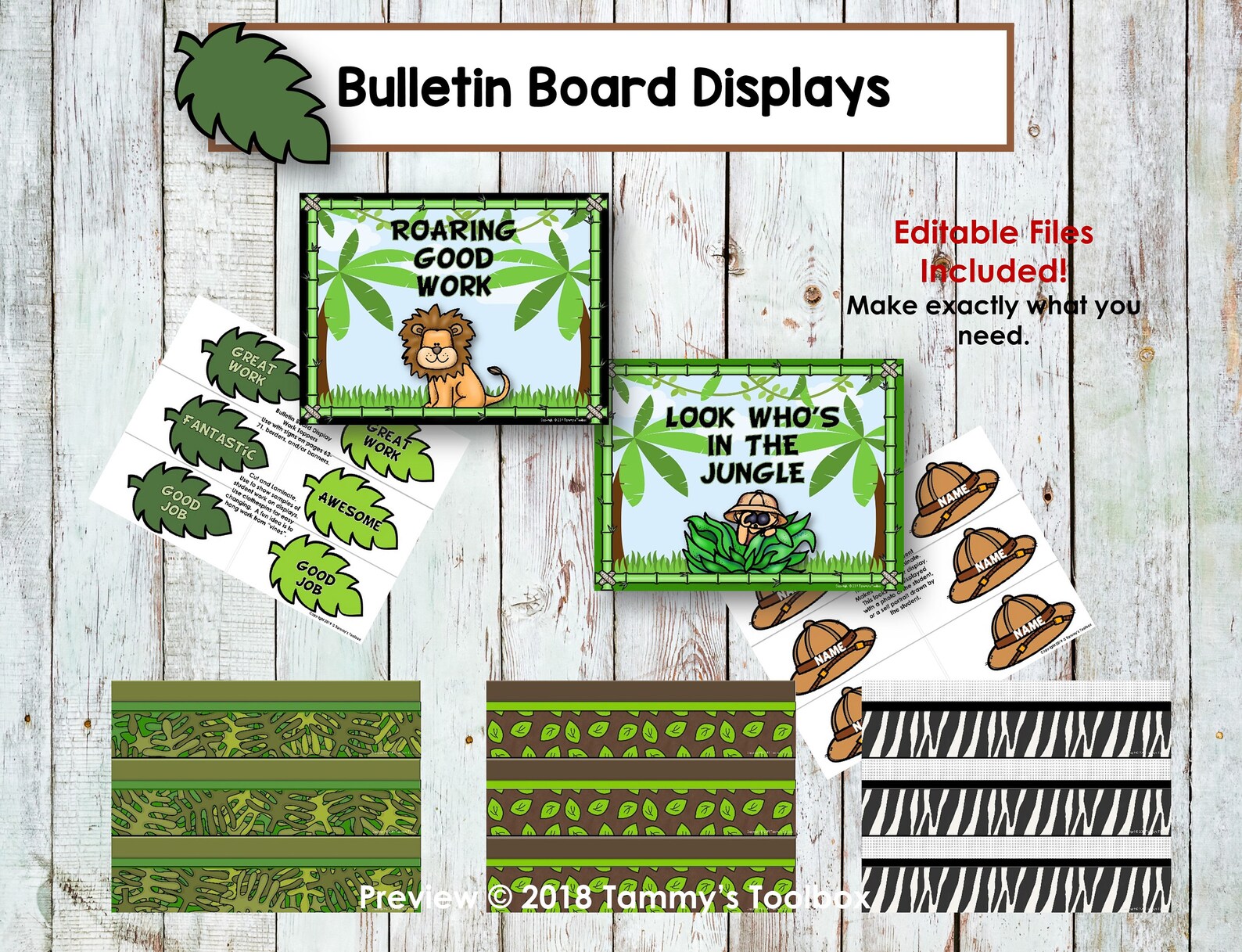 Editable Safari Jungle Theme Classroom Decor Printables, Growth Mindset ...