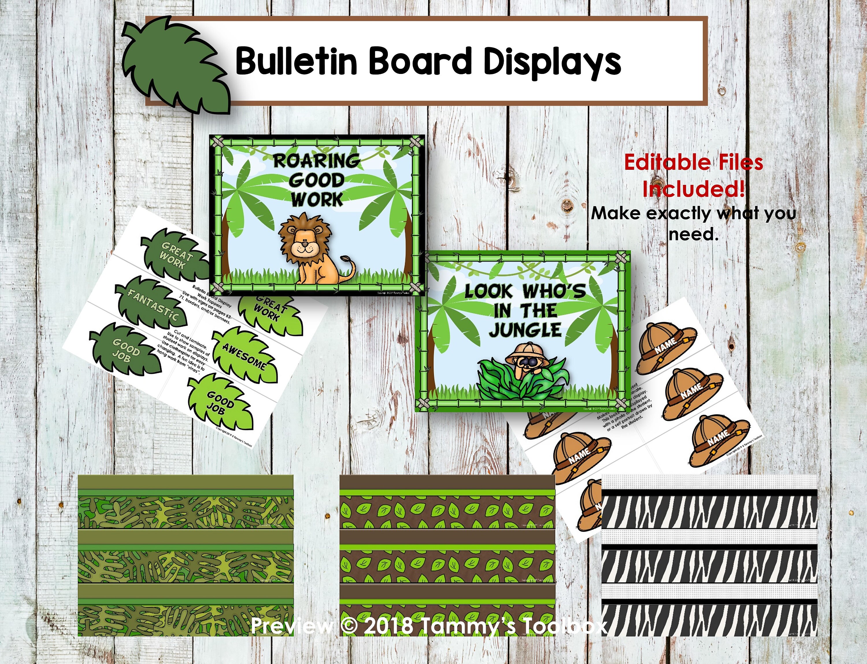 Editable Safari Jungle Theme Classroom Decor Printables, Growth Mindset ...