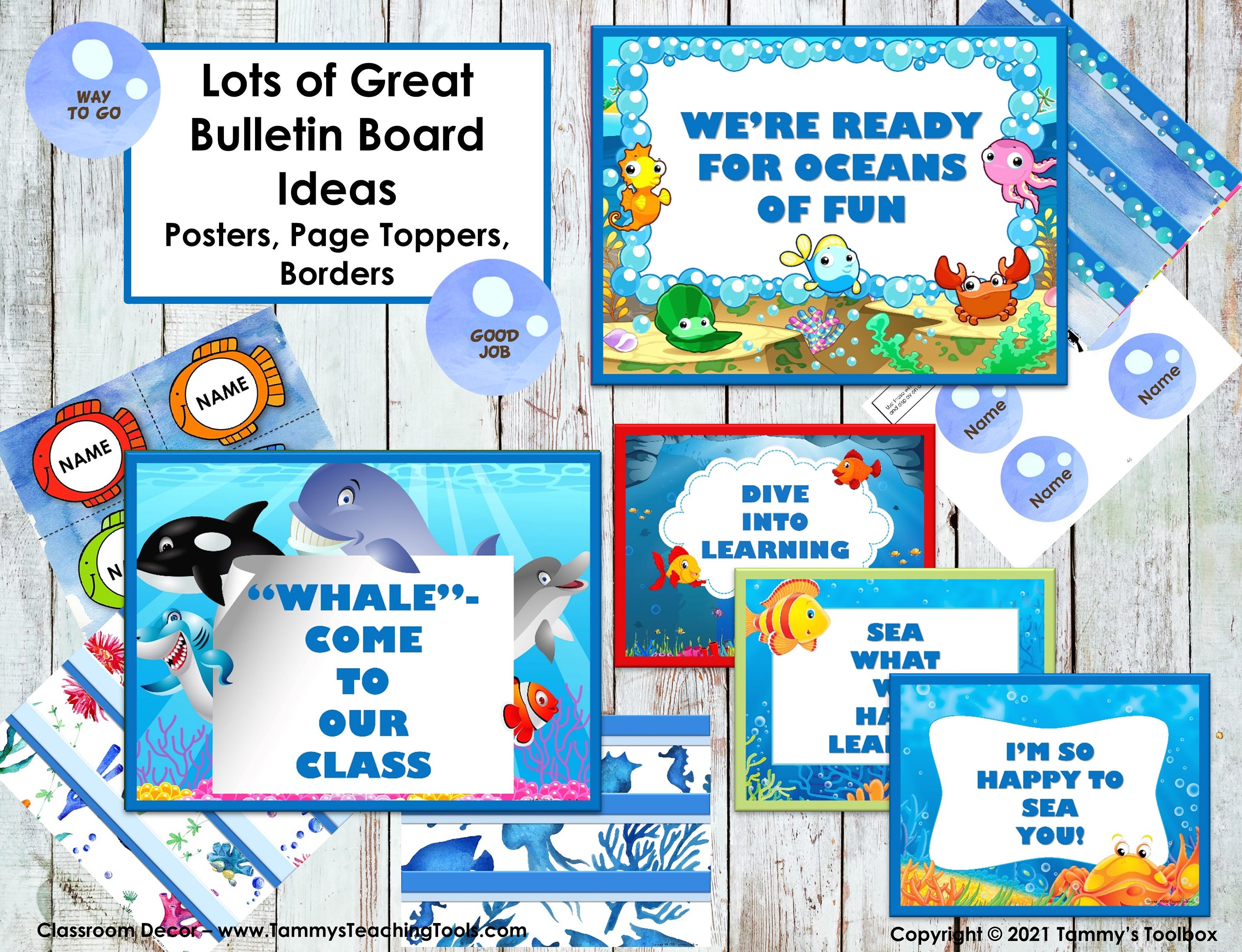 Ocean Under the Sea Classroom Decor Bundle, Sea Life Bulletin Board ...
