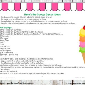 Summer Bulletin Board Kit With Writing Activities in Ice Cream Theme - Etsy
