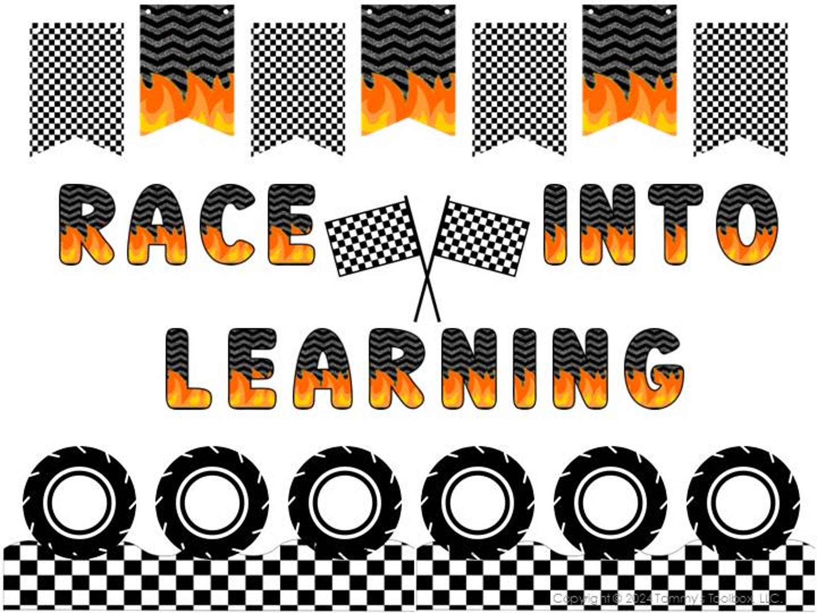 Race Car, Checkered Flag Bulletin Board Letters, Back to School ...