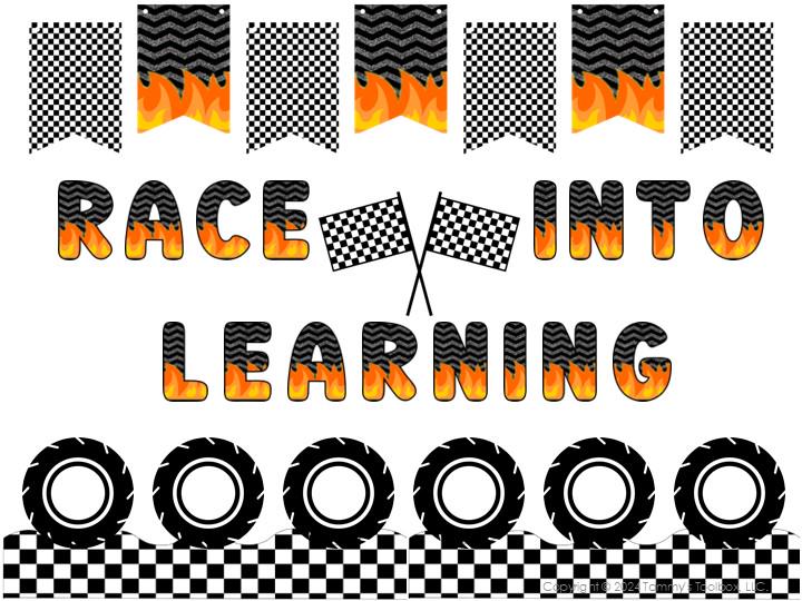 Race Car, Checkered Flag Bulletin Board Letters, Back to School ...