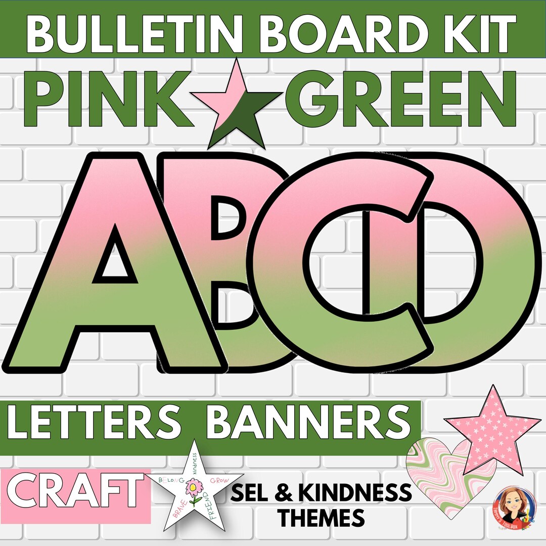 Pink & Green Kindness Bulletin Board Kit, Party Decor, SEL Writing ...