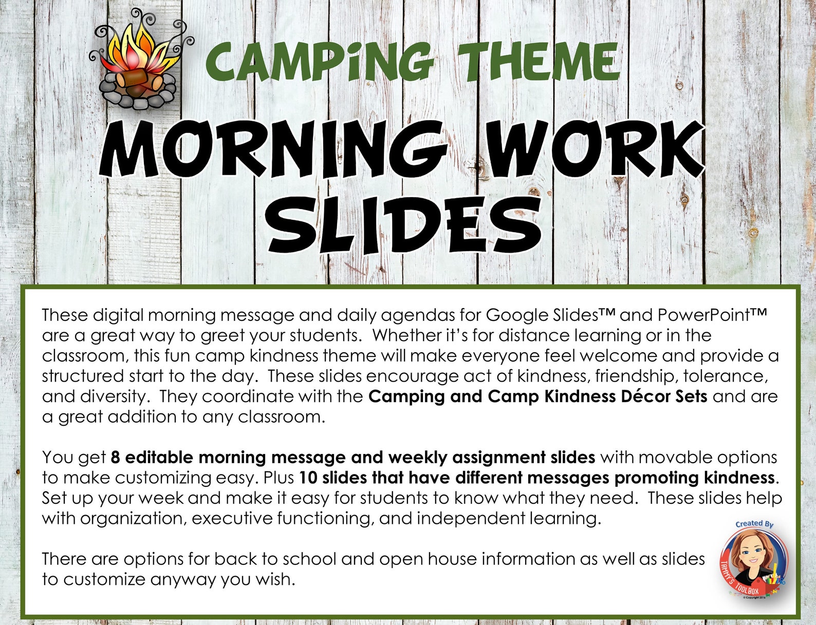 Classroom Morning Slides Templates in Camping Theme - Etsy