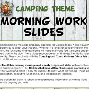 Classroom Morning Slides Templates in Camping Theme - Etsy