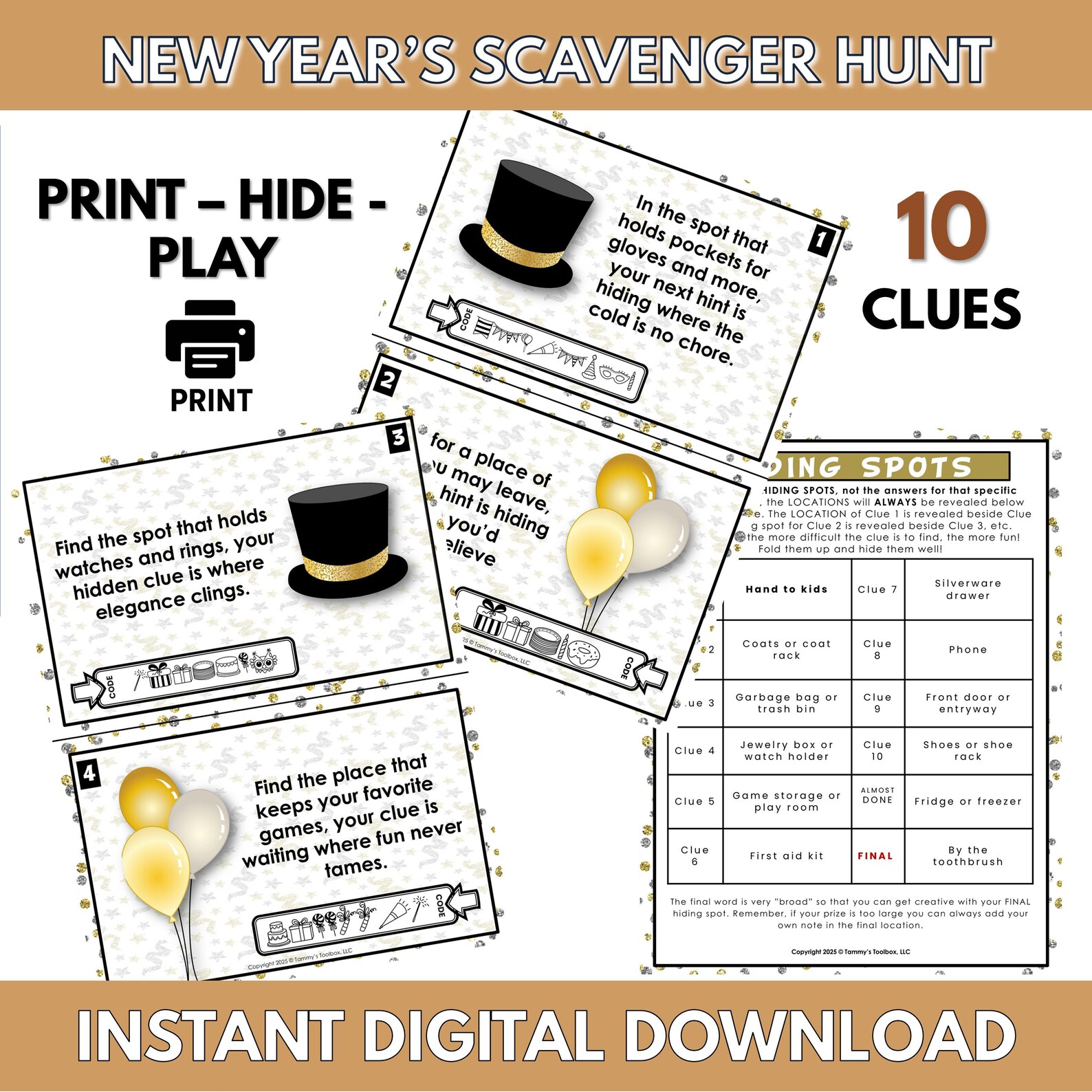 New Year's Eve 2026 Scavenger Hunt for Kids | Escape Room Clues Family ...