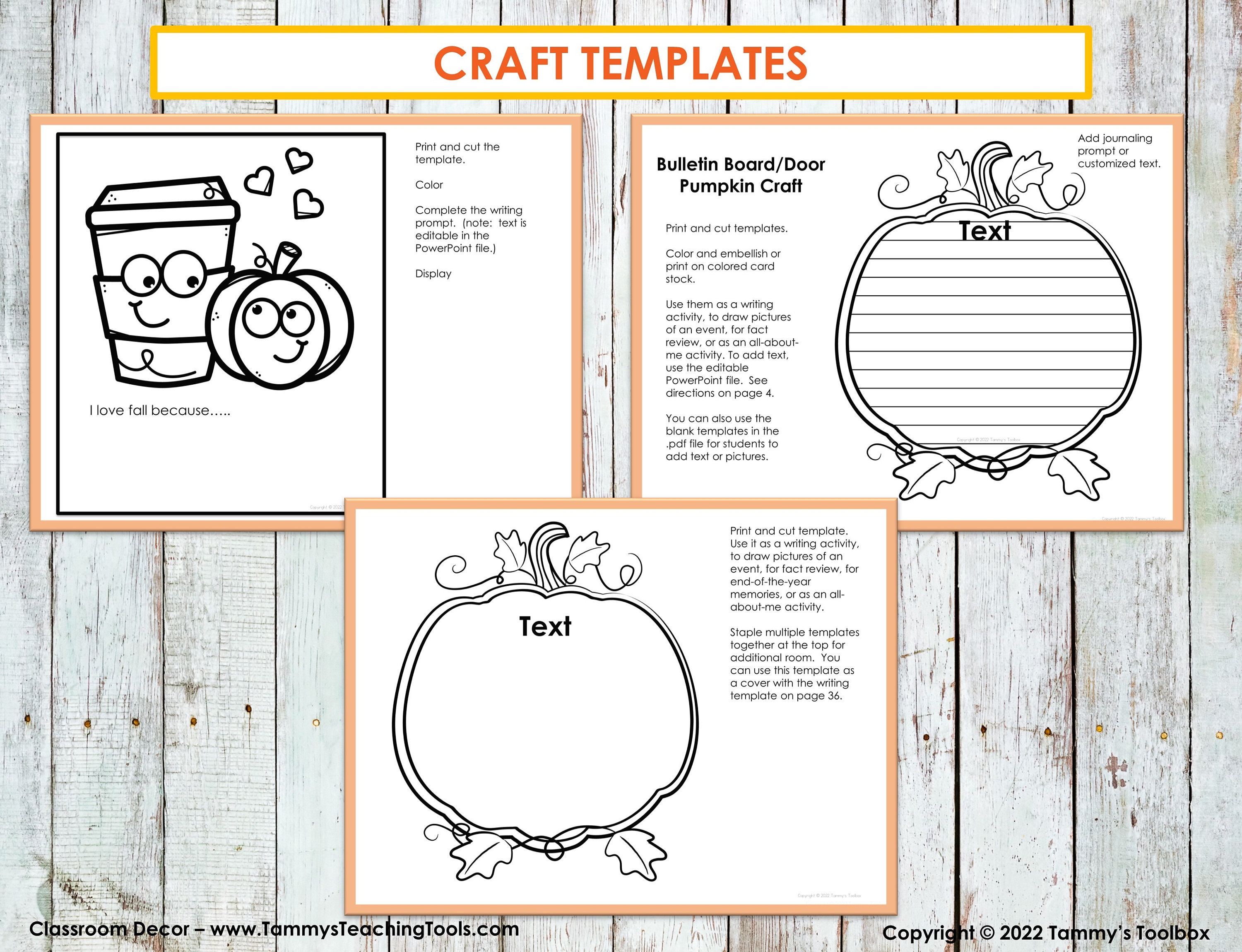 Pumpkin Spice Fall Bulletin Board Kit With Craft Activities - Etsy