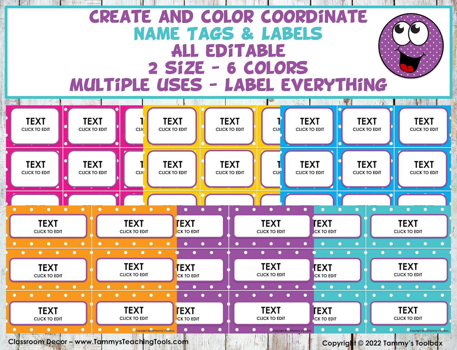 Editable Desk Name Plates, Class Name Tags, and Table Signs in Bright ...