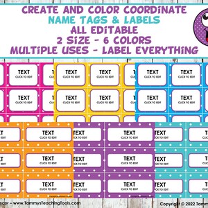 Editable Desk Name Plates, Class Name Tags, and Table Signs in Bright ...