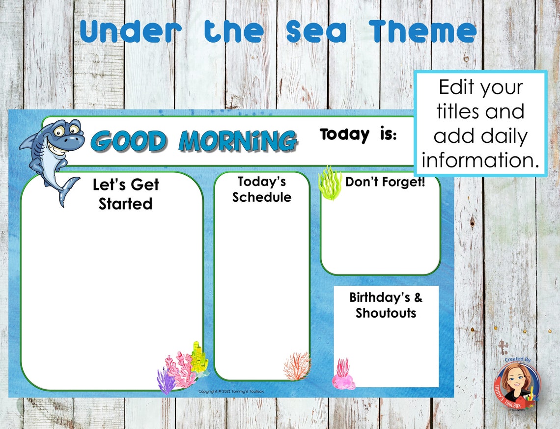 Digital Morning Work Assignment Slides in Ocean Under the Sea Theme ...
