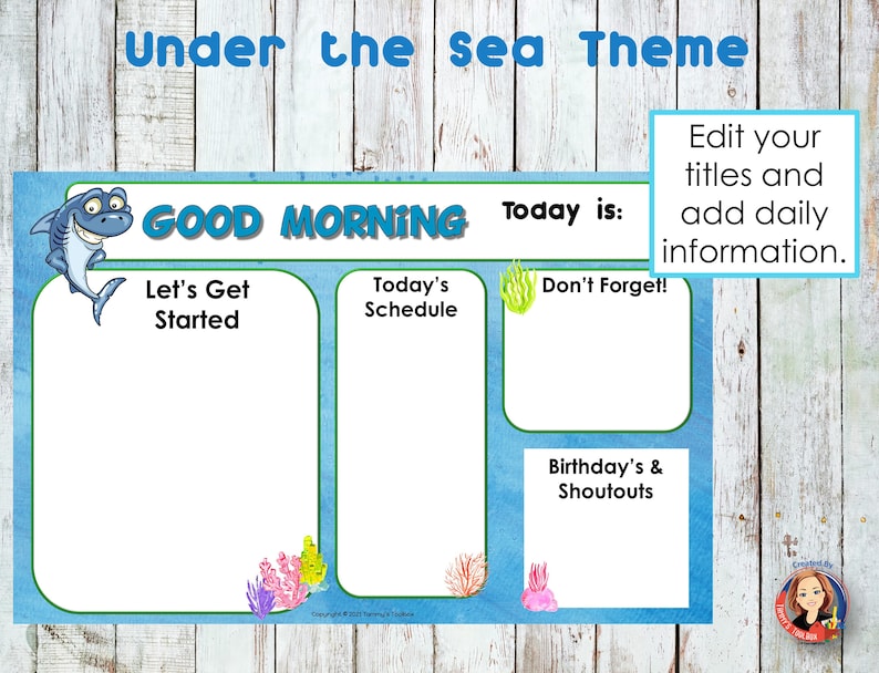 Digital Morning Work Assignment Slides in Ocean Under the Sea Theme ...