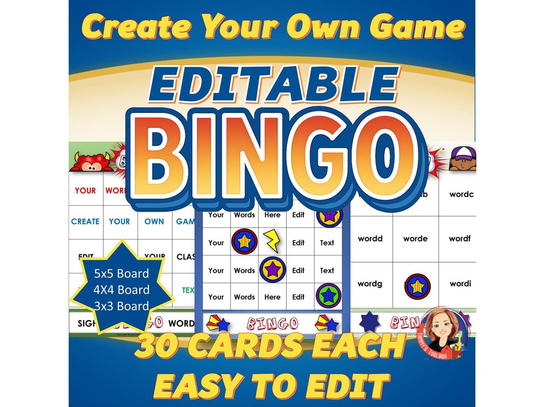 Create Your Own Bingo Game With Editable Digital Autofill Bingo Boards ...