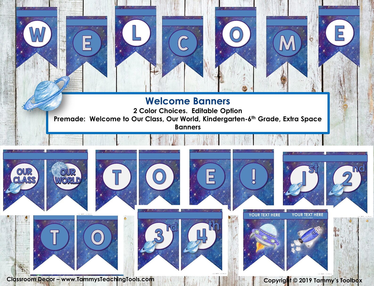 Galaxy Outer Space Classroom Decor Bundle Editable, Printable Space ...