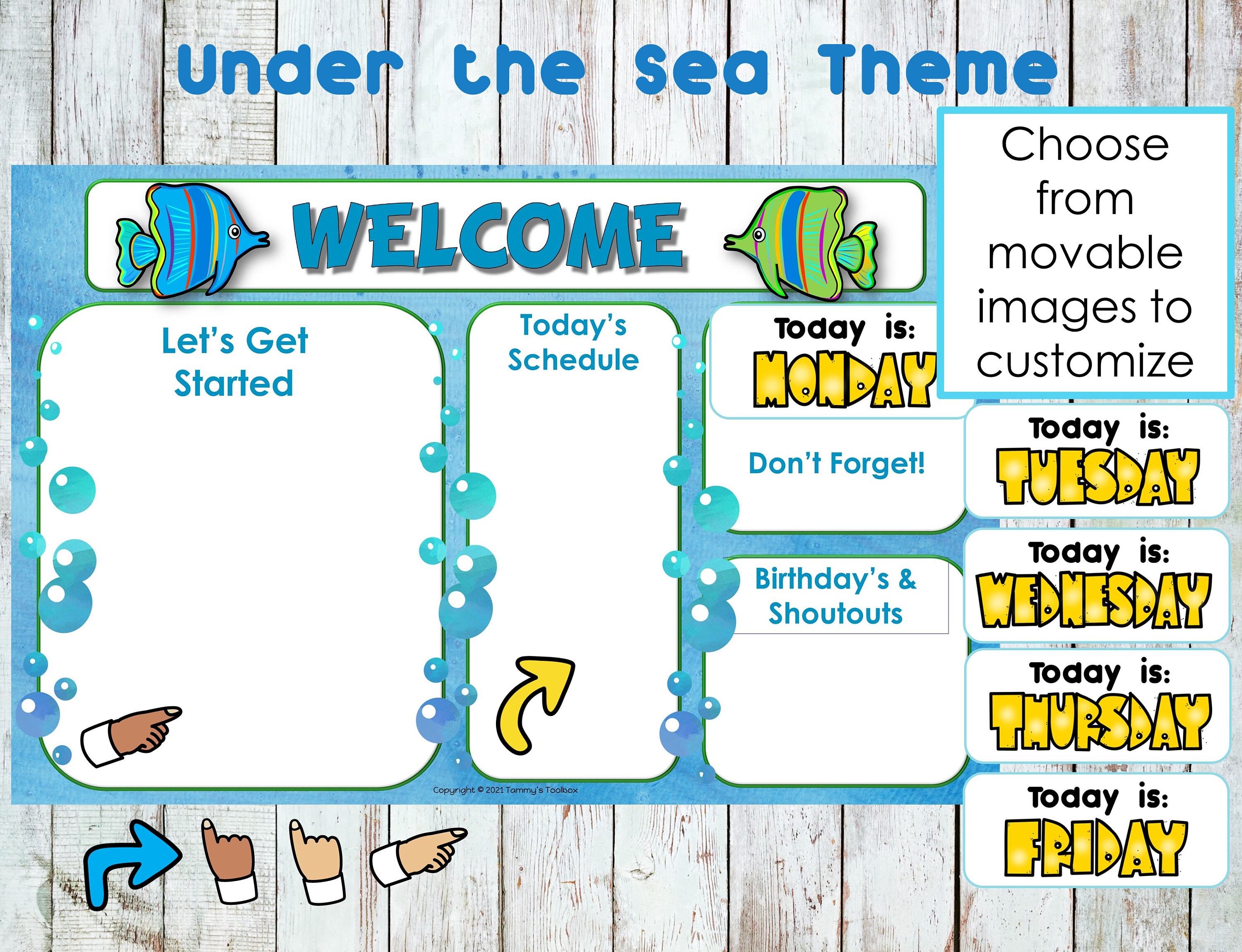 Digital Morning Work Assignment Slides in Ocean Under the Sea Theme ...