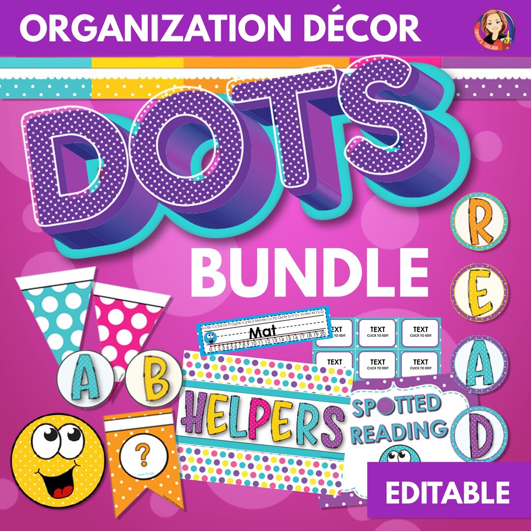 Classroom Decor Organization Bundle in Spots and Polka Dots - Etsy