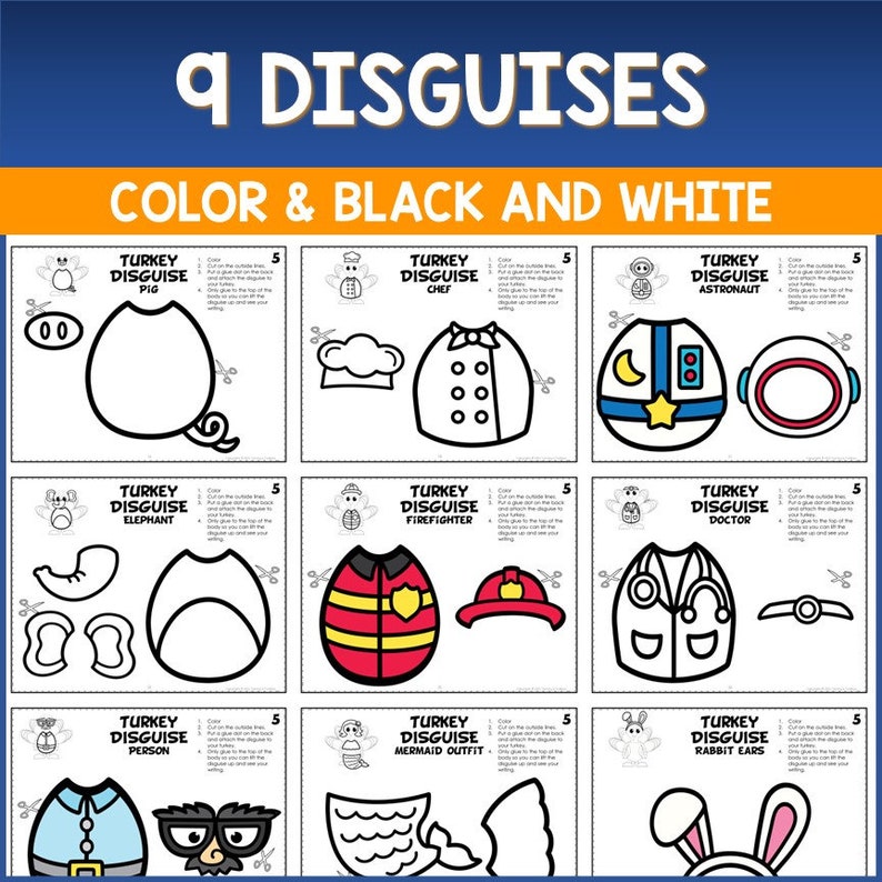 Disguise a Turkey Craft, Thanksgiving Craft Kit, and Writing Activities ...
