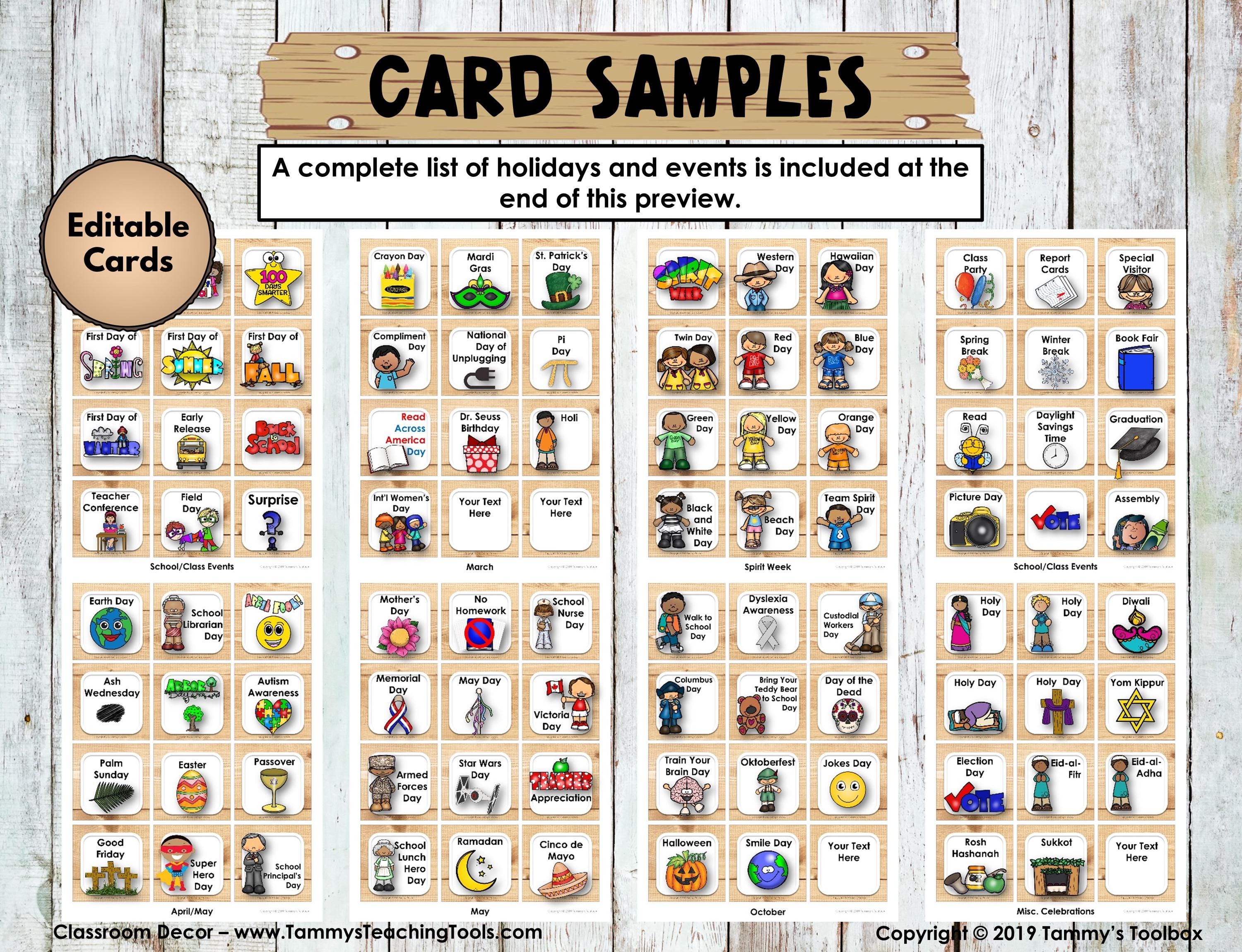 Editable Classroom Calendar in a Camping Theme, Printable Rustic ...