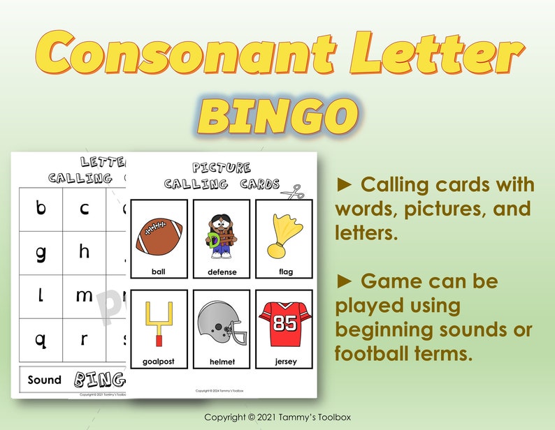 Phonics Fun: Consonant Letter Sound Bingo Game for Young Children ...