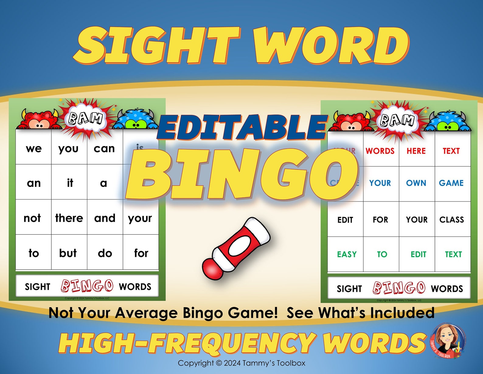 Editable Sight Word Bingo Game Set for High-frequency Words - 30 Unique ...