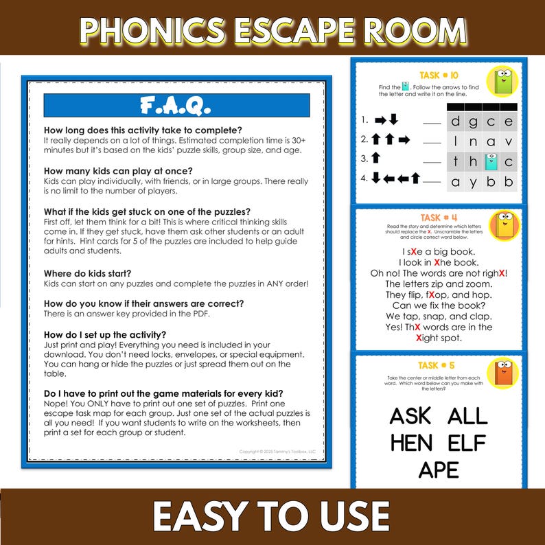 Phonics Escape Room Printable Game | Fun Reading and Spelling Review ...
