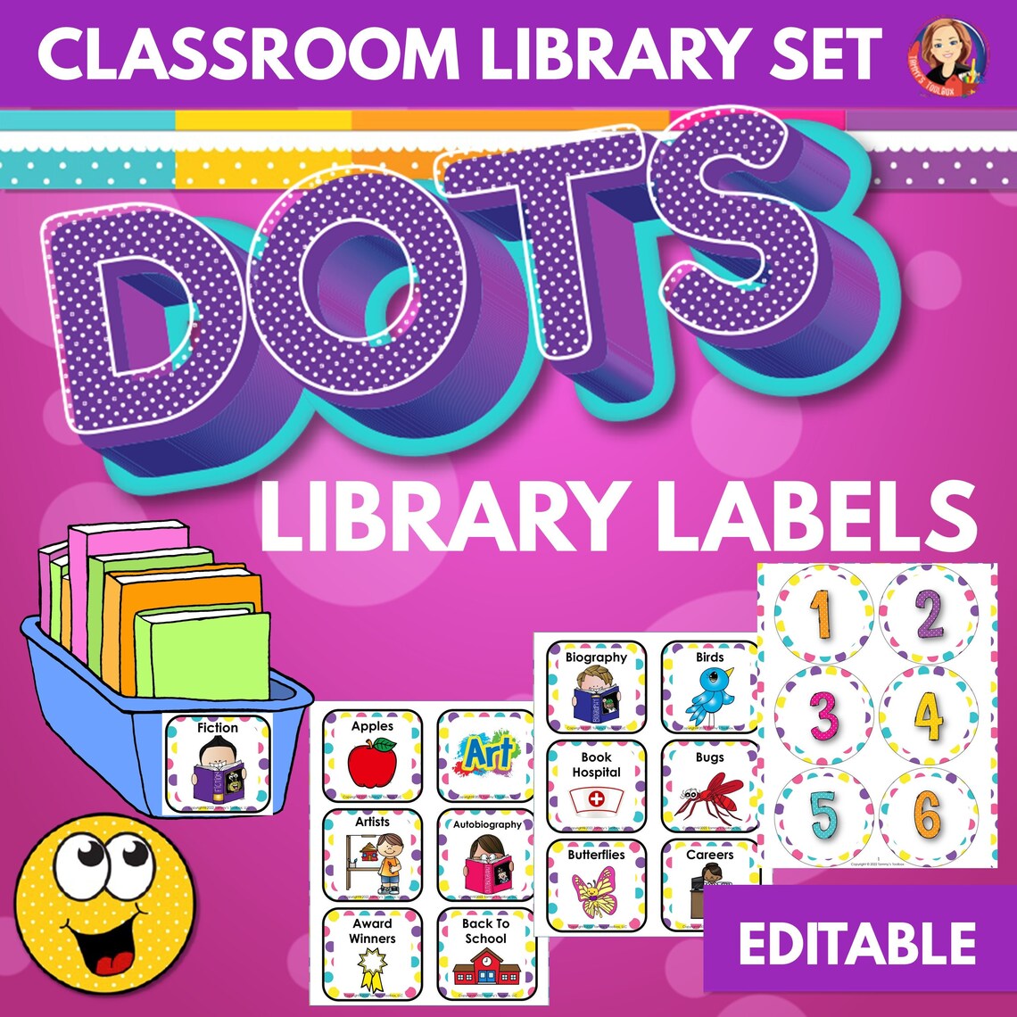 Classroom Library Book Bin Labels in Polka Dots - Etsy