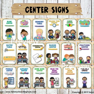 Rustic Camping Classroom Center Posters, Editable Labels, Printable ...