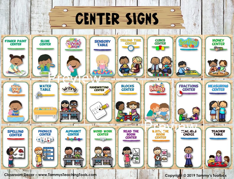 Rustic Camping Classroom Center Posters, Editable Labels, Printable ...