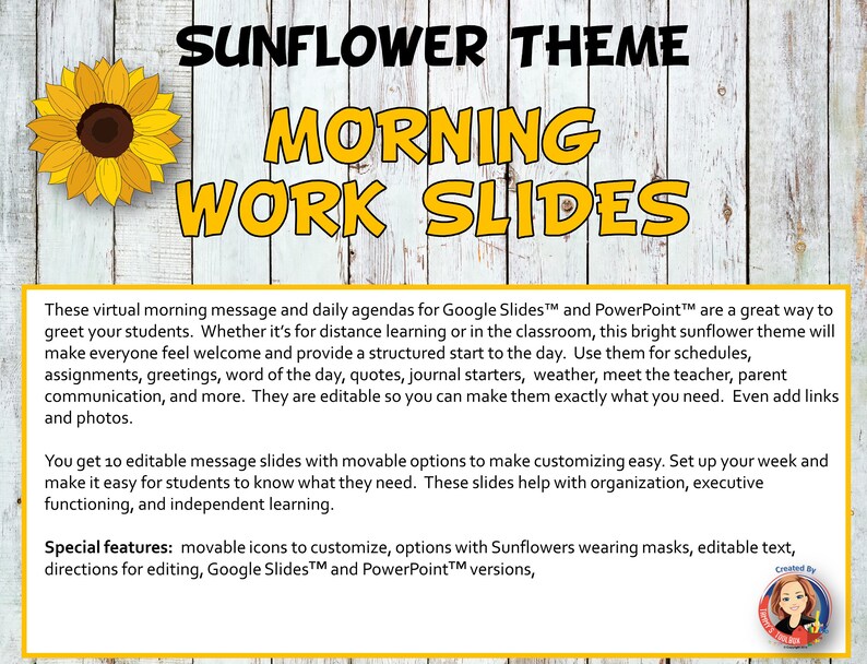 Digital Morning Meeting and Assignment Slides in Sunflower Theme - Etsy