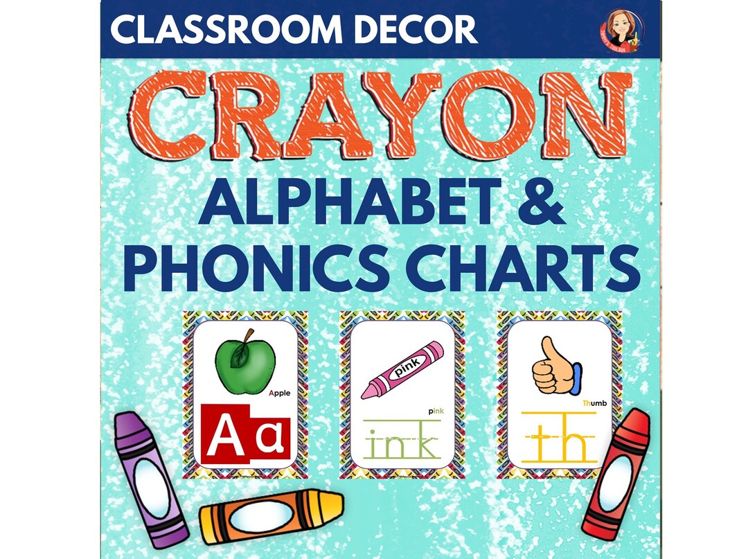 Alphabet Posters and Phonics Anchor Charts in a Crayon Theme, Crayon ...