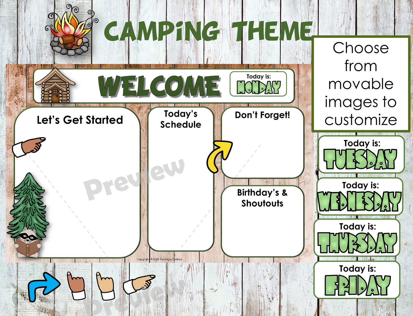 Classroom Morning Slides Templates in Camping Theme - Etsy