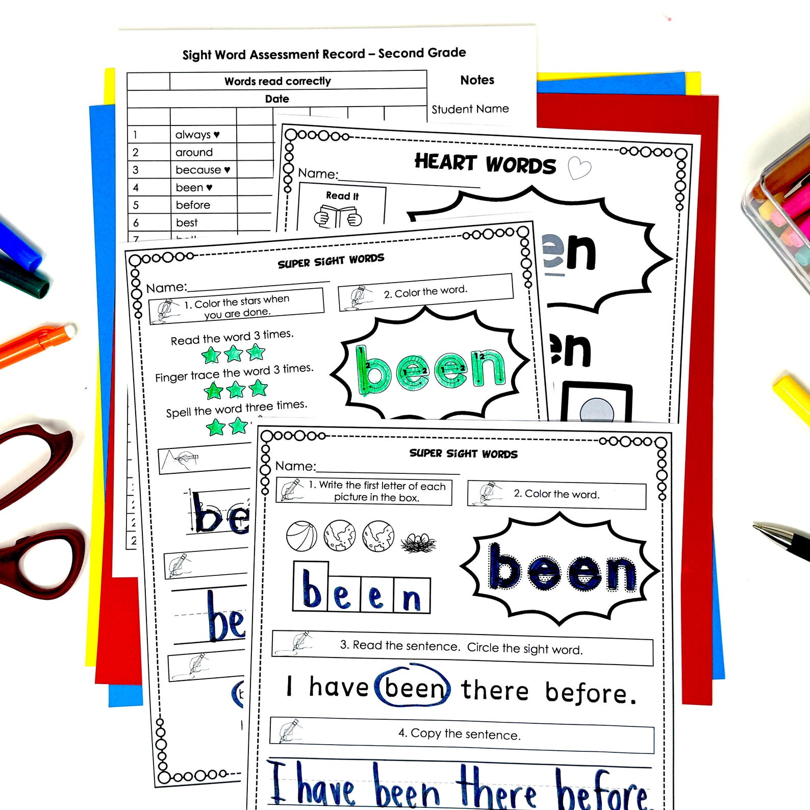 Sight Word Worksheets, Flashcards & Bonus Editable File for Customized ...