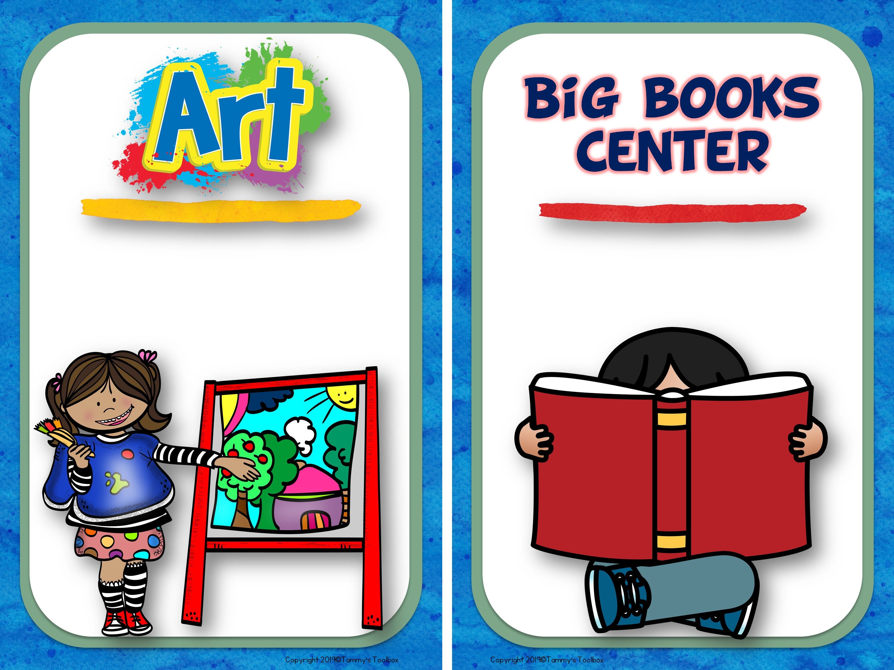 Classroom Center Labels in Watercolor Blue, Blue Classroom Decor ...