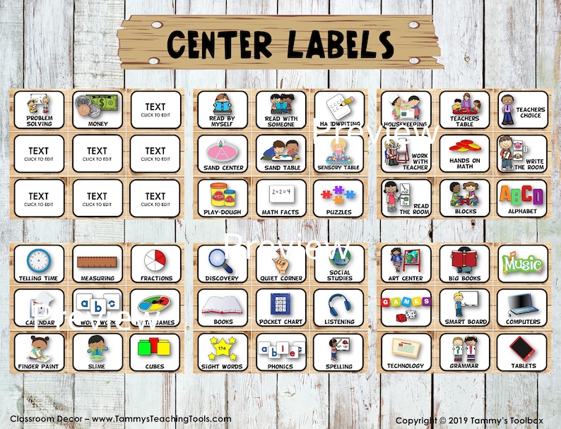 Rustic Camping Classroom Center Posters, Editable Labels, Printable ...