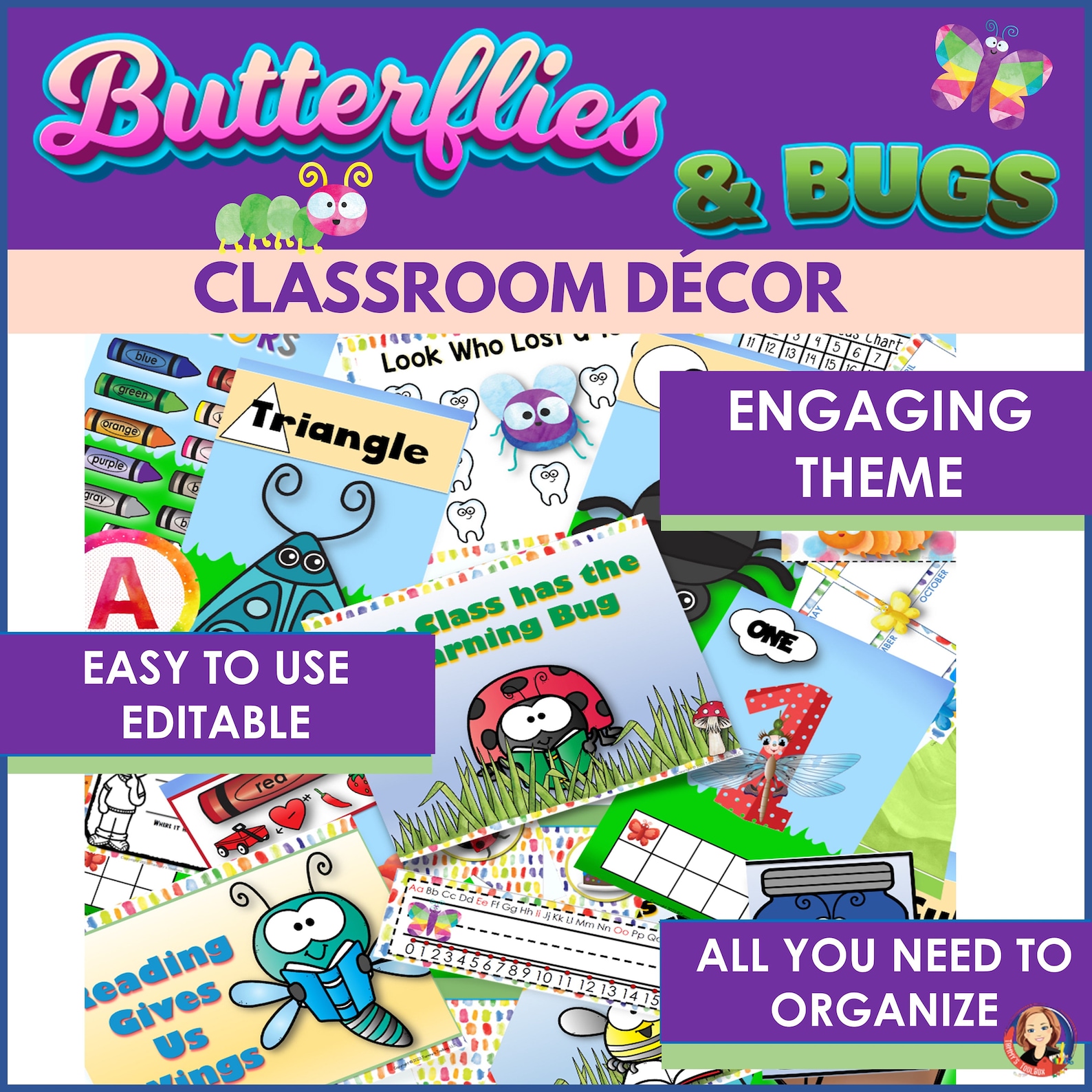 Butterfly Classroom Decor Set, Butterflies and Bugs Theme, Classroom ...