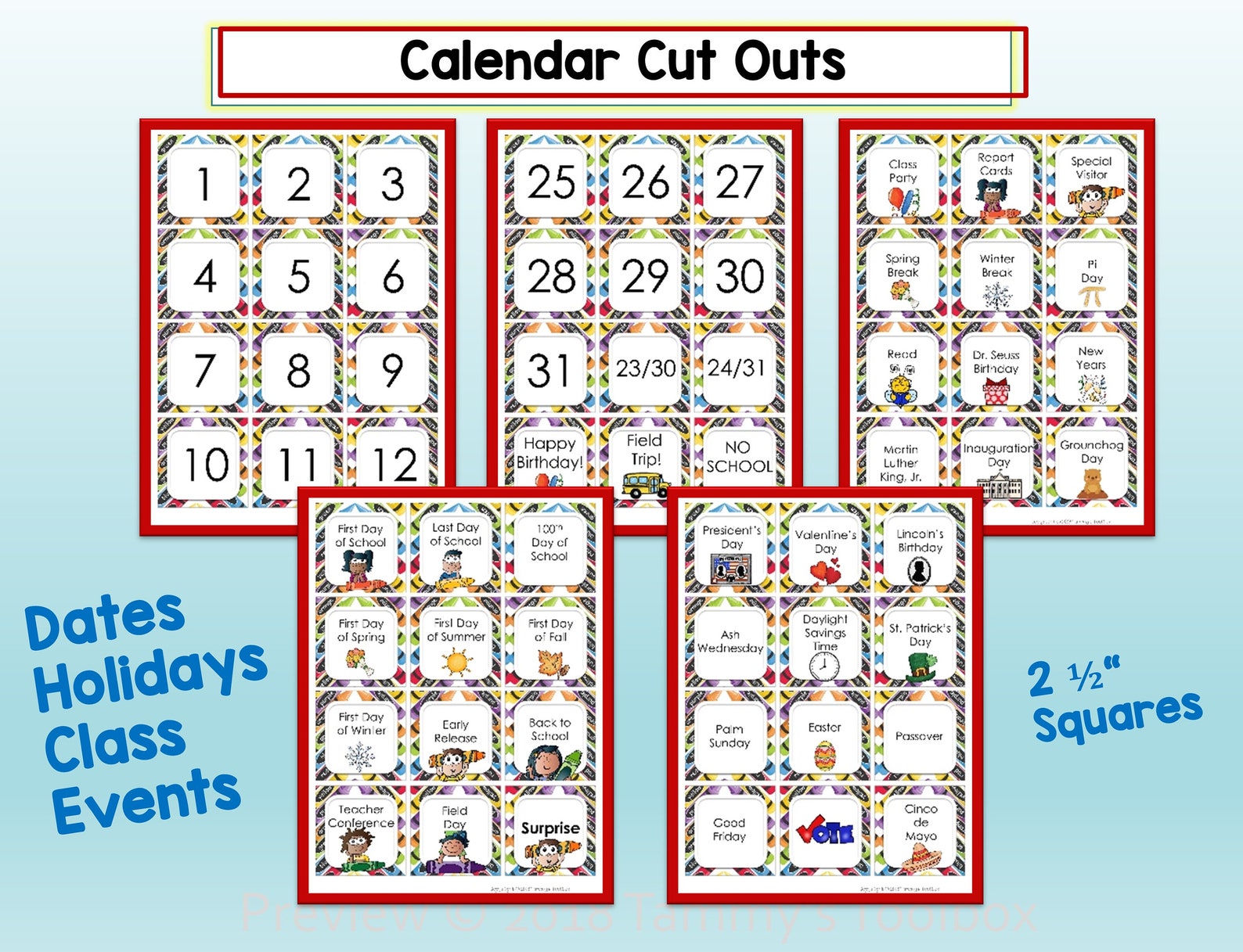 Editable Classroom Calendar in Crayon Theme, Crayon Classroom Decor ...