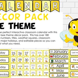 Bee Classroom Decor Calendar and Class Schedule, Bee Theme Classroom ...