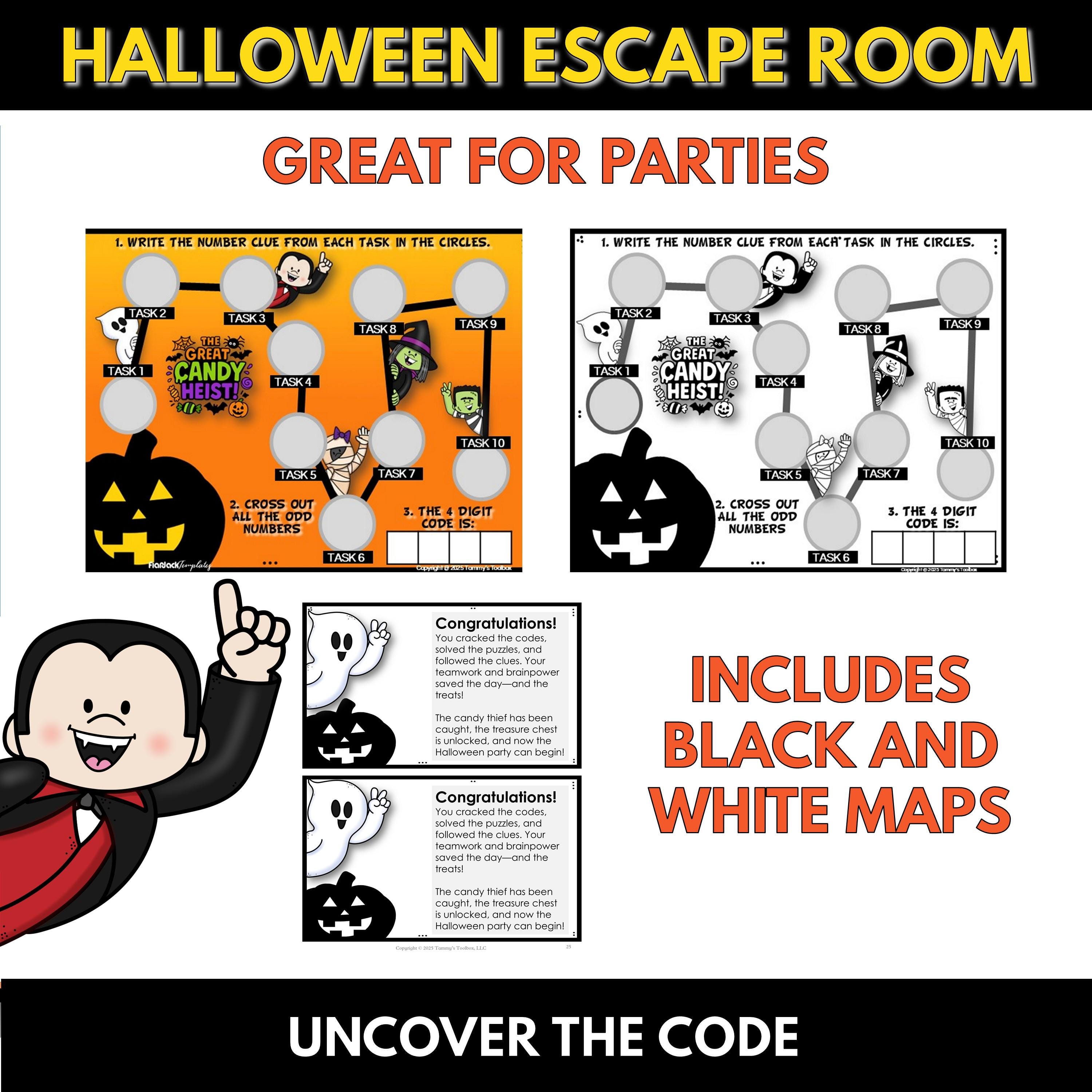Halloween Escape Room Party Game | Fun Reading & Math Mystery ...