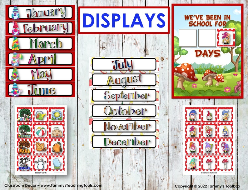 Gnome Classroom Calendar Set Editable, Gnome Back-to-school Classroom ...