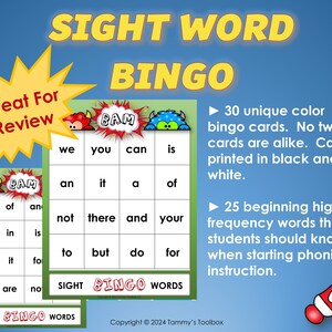 Editable Sight Word Bingo Game Set for High-frequency Words - 30 Unique ...