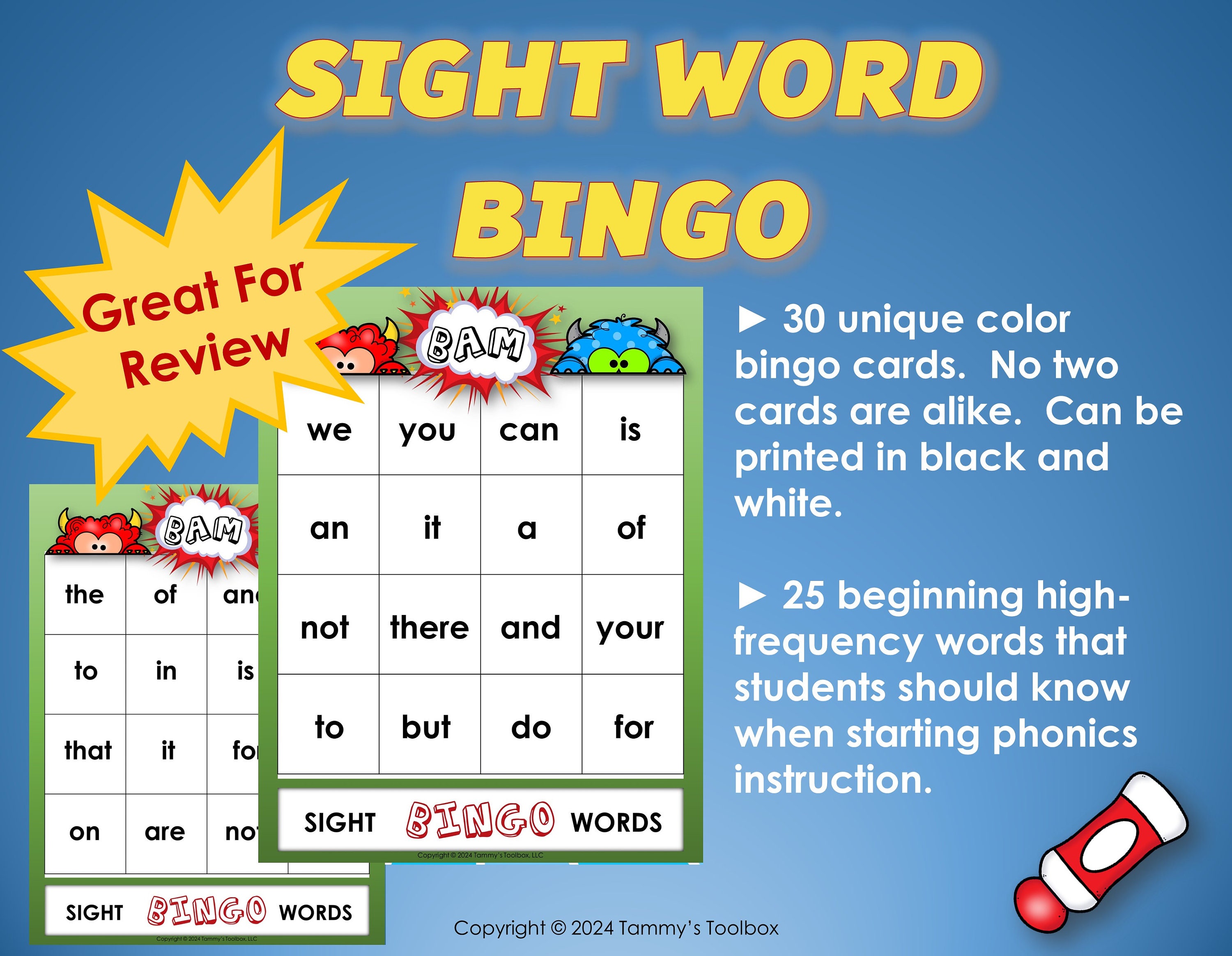Editable Sight Word Bingo Game Set for High-frequency Words - 30 Unique ...