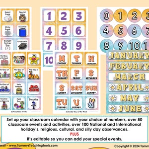 Groovy Retro Gnome Classroom Calendar Set, Editable, Printable Bulletin ...