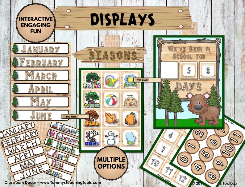 Editable Classroom Calendar in a Camping Theme, Printable Rustic ...
