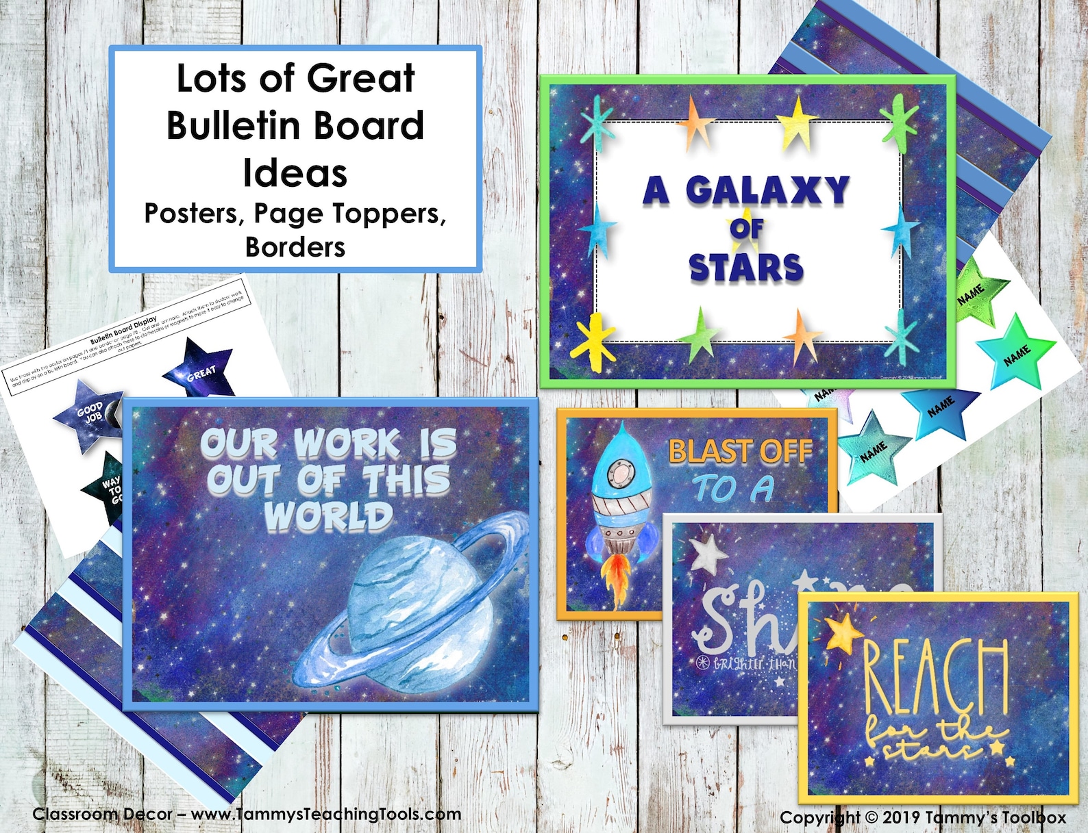 Galaxy Outer Space Classroom Decor Bundle Editable, Printable Space ...