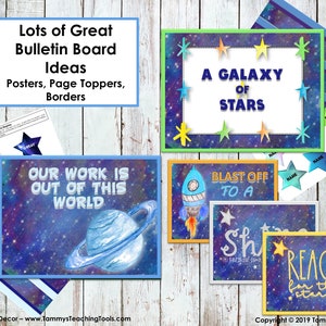 Galaxy Outer Space Theme Classroom Decor, Printable and Editable Class ...