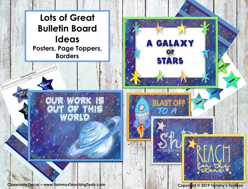 Galaxy Outer Space Theme Classroom Decor, Printable and Editable Class ...