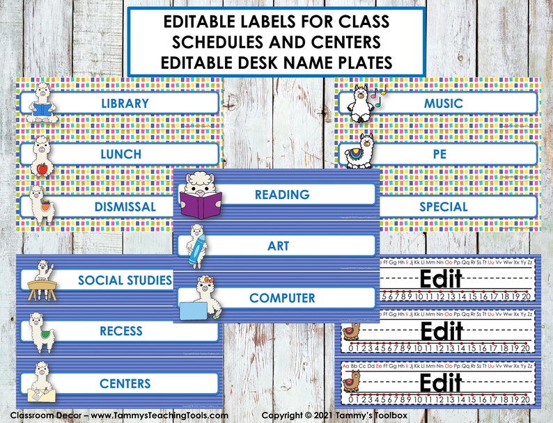 Llama Classroom Decor Bundle Editable, Llama Theme Classroom Bulletin ...