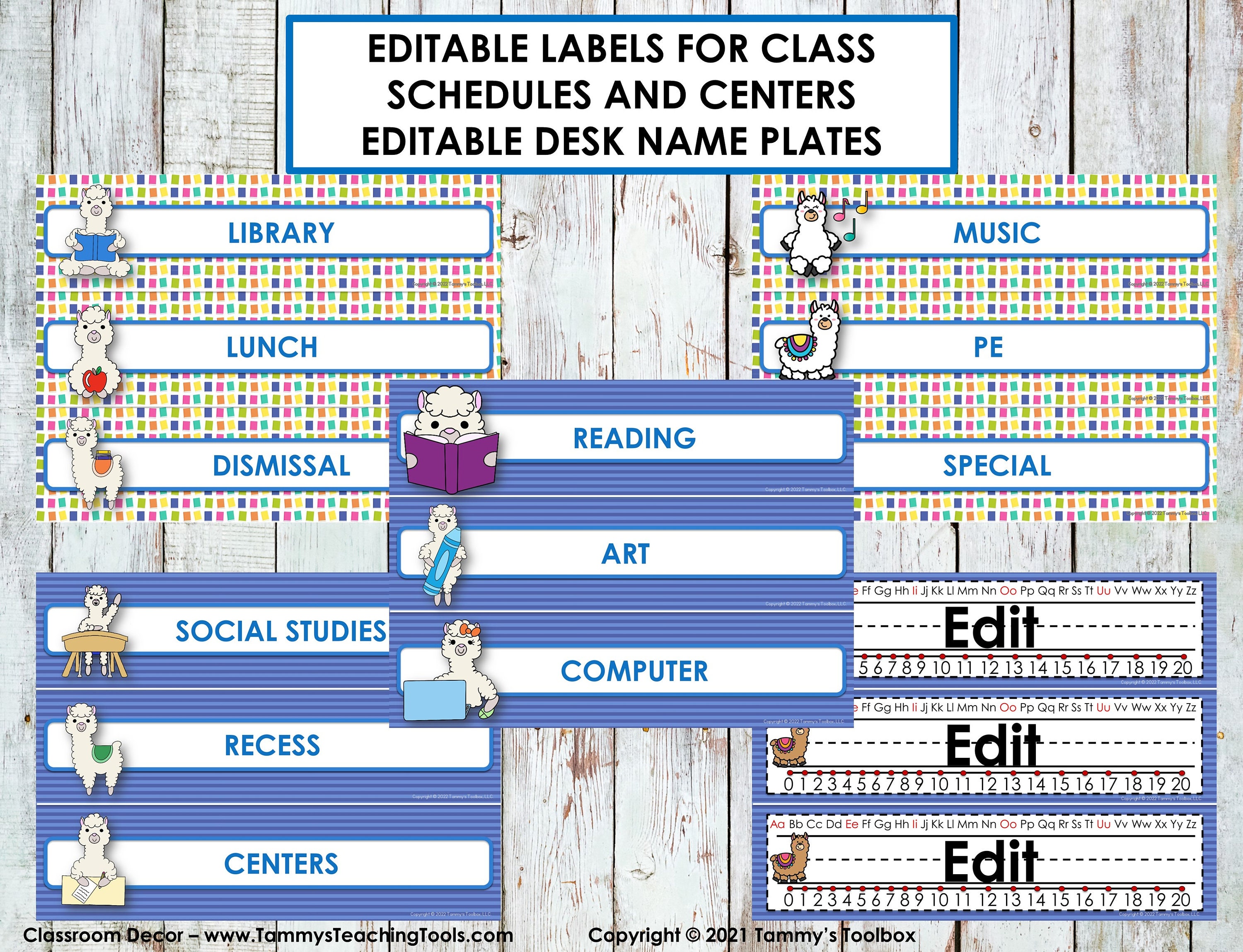 Llama Classroom Decor Bundle Editable, Llama Theme Classroom Bulletin ...